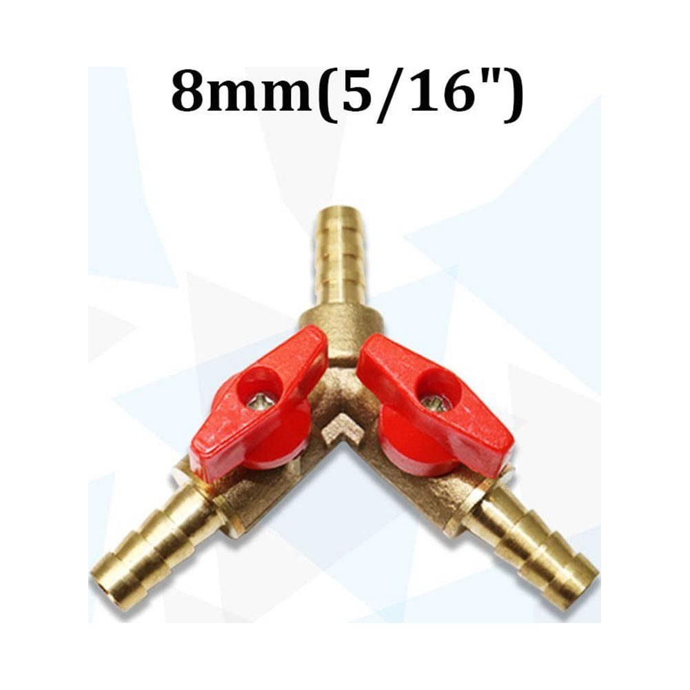 5/16 ID Hose Barb, Y Shaped Type 3 Way Union Brass Shut Off Ball Valve ...