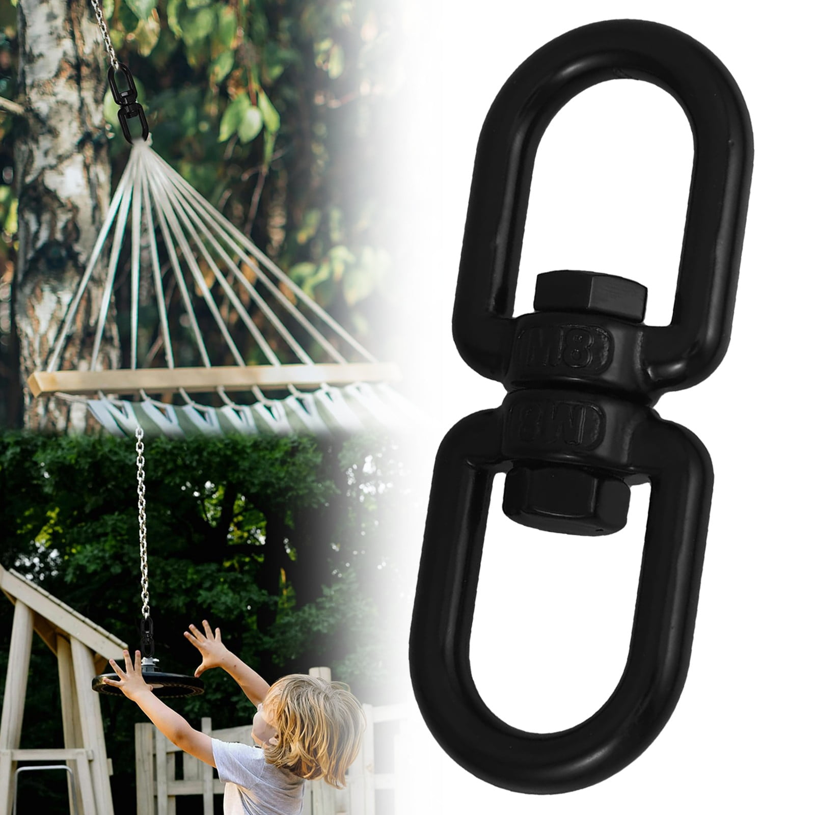 5/16"(M8) Swivel Shackle Hook, 360°Swing Swivel Anchor Hook,304 Stainless Steel Eye x Eye Double ...