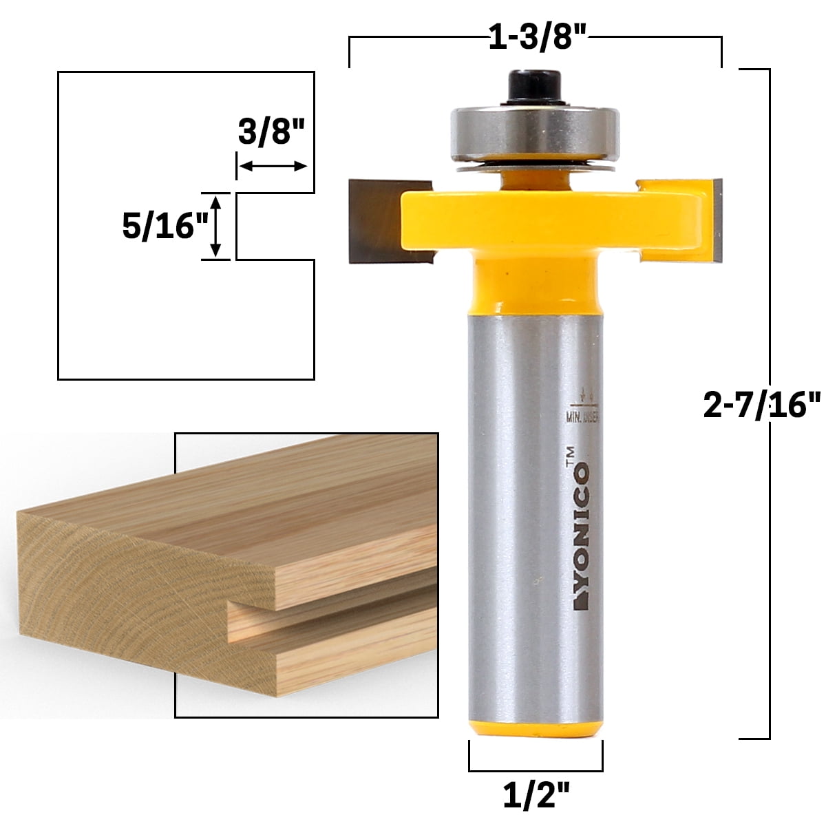 5/16" Slot Cutter Router Bit - 1/2" Shank - Yonico 14917 - Walmart.com