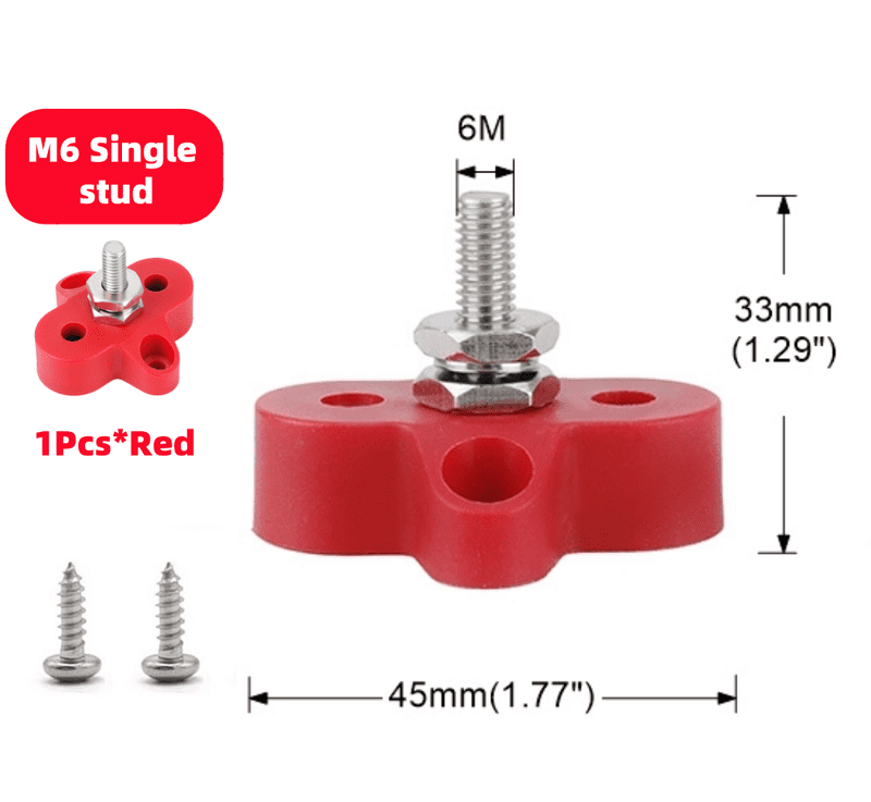 5/16'' Terminal Block Stud M6 M8 M10 150A DC 70V Busbar Positive ...