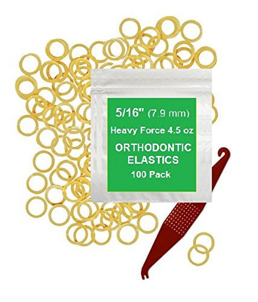 5/16" inch Orthodontic Elastic Rubber Bands, 100 Pack, Natural, Heavy Force 4.5 oz, Small ...