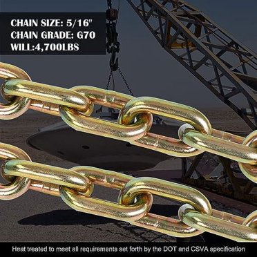 G80 Transport Binder Chain 3/8 Inch x 20 Feet, Heavy Duty Tow Chain ...