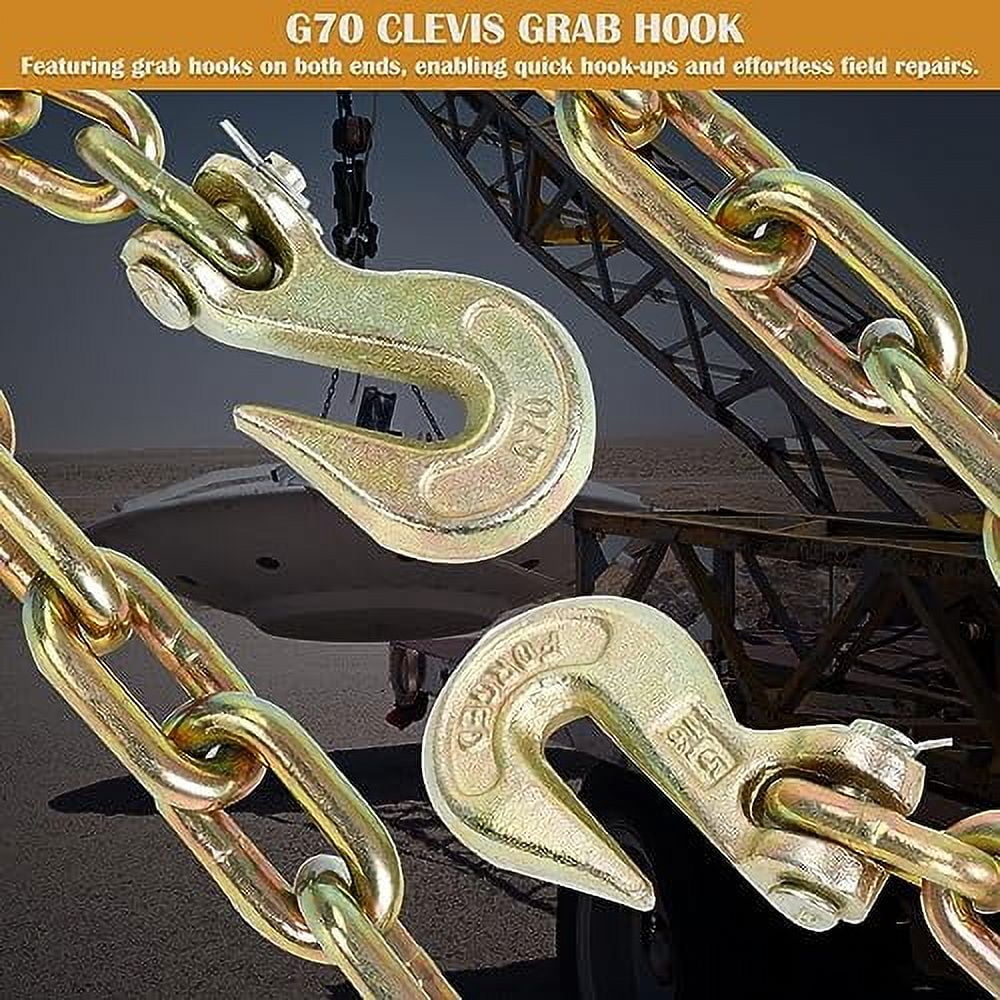 5/16 inch x 20 Foot Tow Chain with Clevis Grab Hook,4 Packs Heavy Duty G70 Transport Binder ...