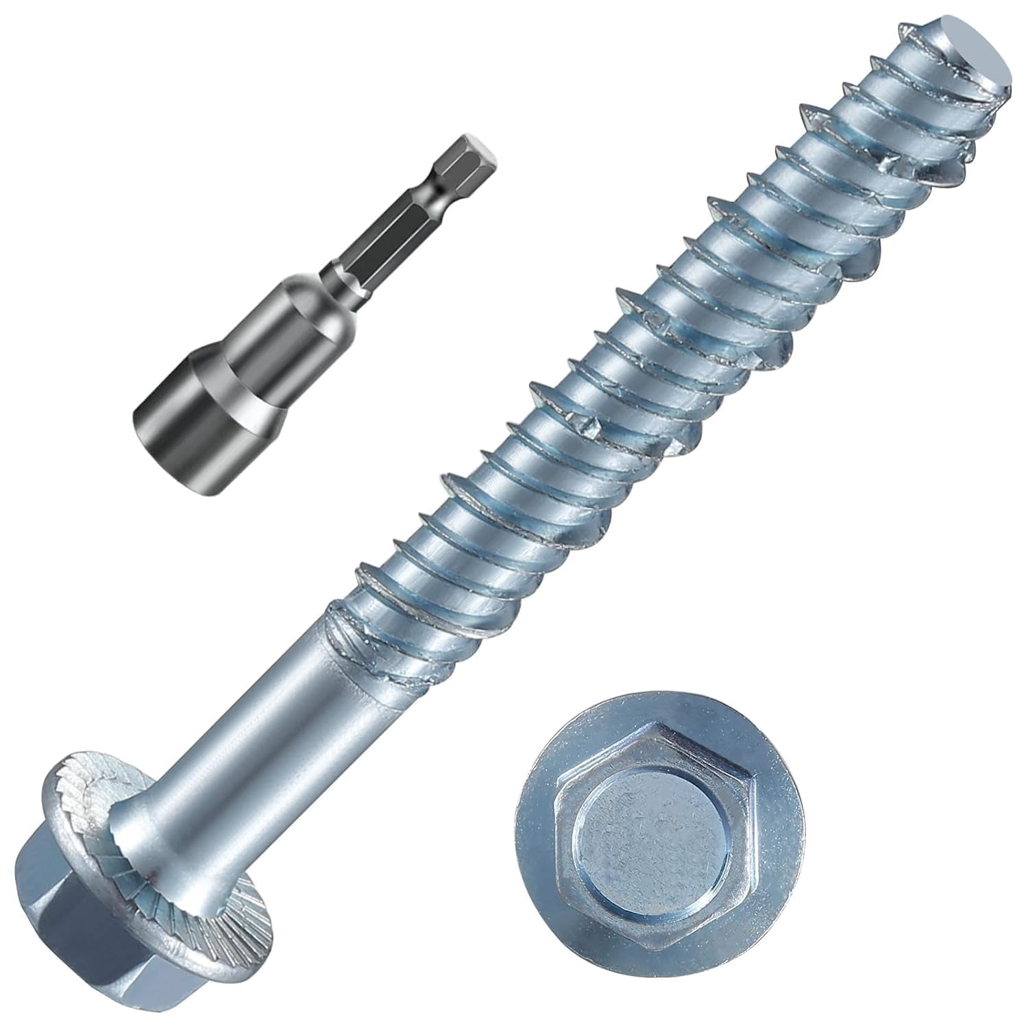 5/16" x 2" Zinc Plated Large Diameter Concrete Screw Actual Thickness 3 ...