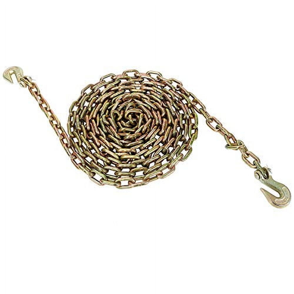 5/16" x 20' G70 Grade 70 Tie Down Binder Chain w/Grade 70 Clevis Grab Hooks 4700 lbs WLL Tow ...