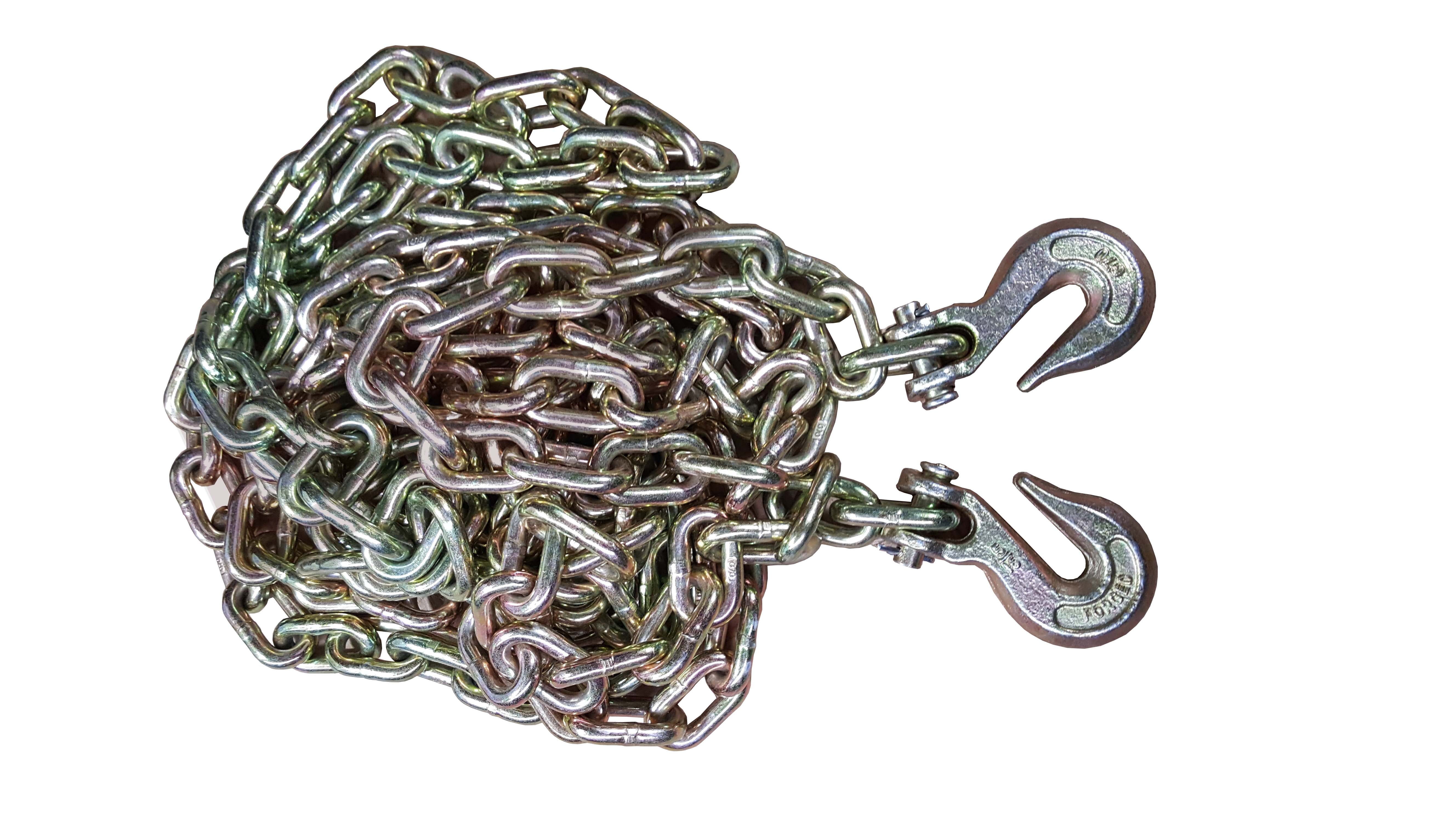 5/16" x 20 ft Tow Chain w/ Hooks G70 Tie Down Flatbed Truck Trailer ...