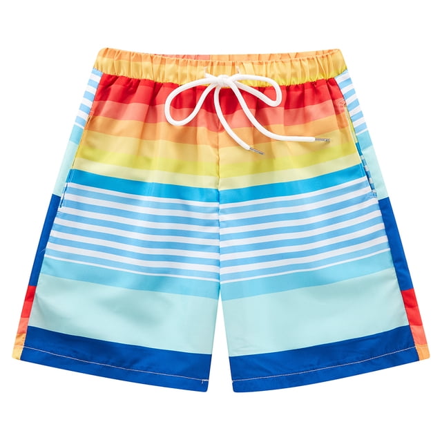 5-16Y Boys Swim Trunks with Boxer Brief Liner Compression Anti Chafe ...