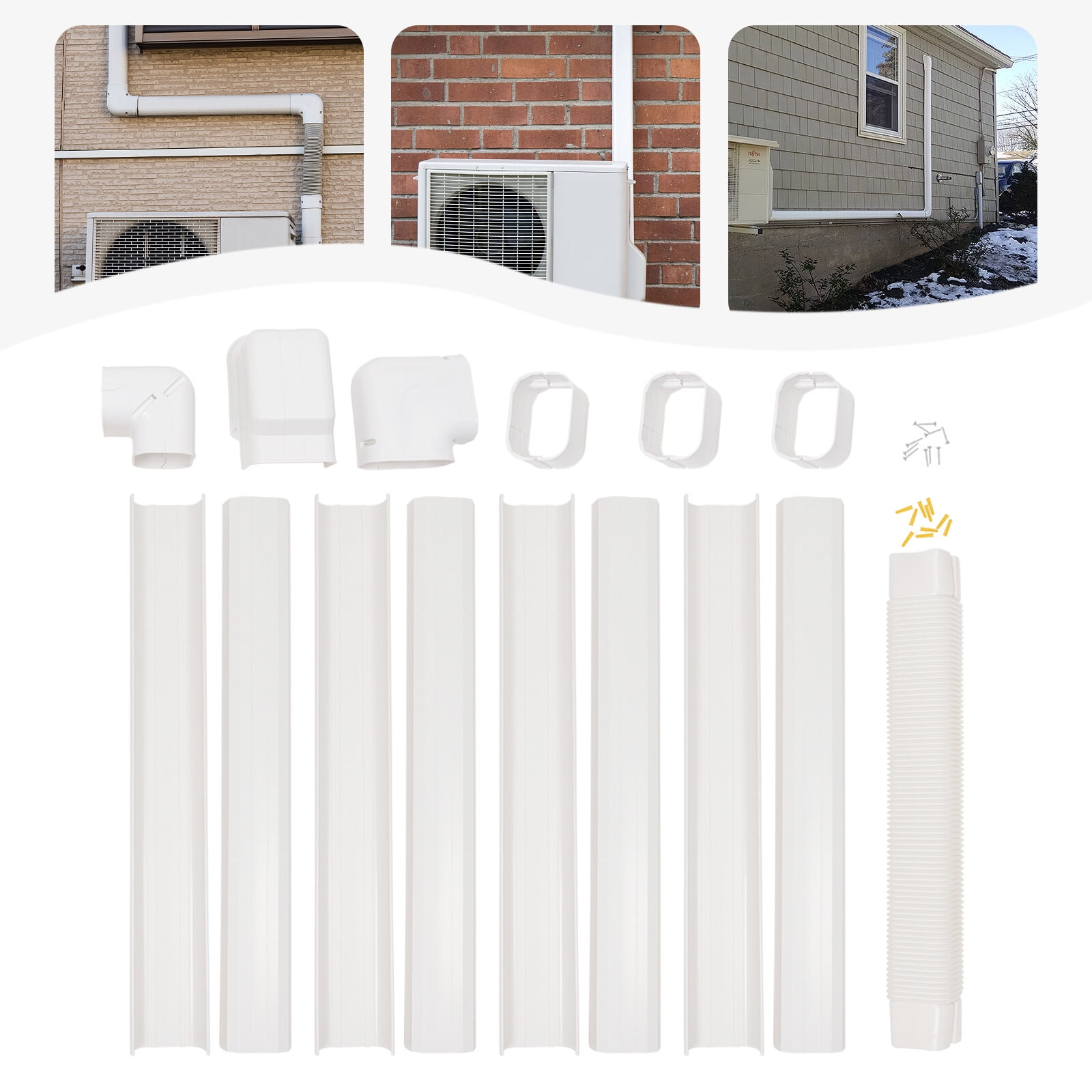 5" 17Ft White Air Conditioner PVC Line Set Cover Kit for Various Small ...