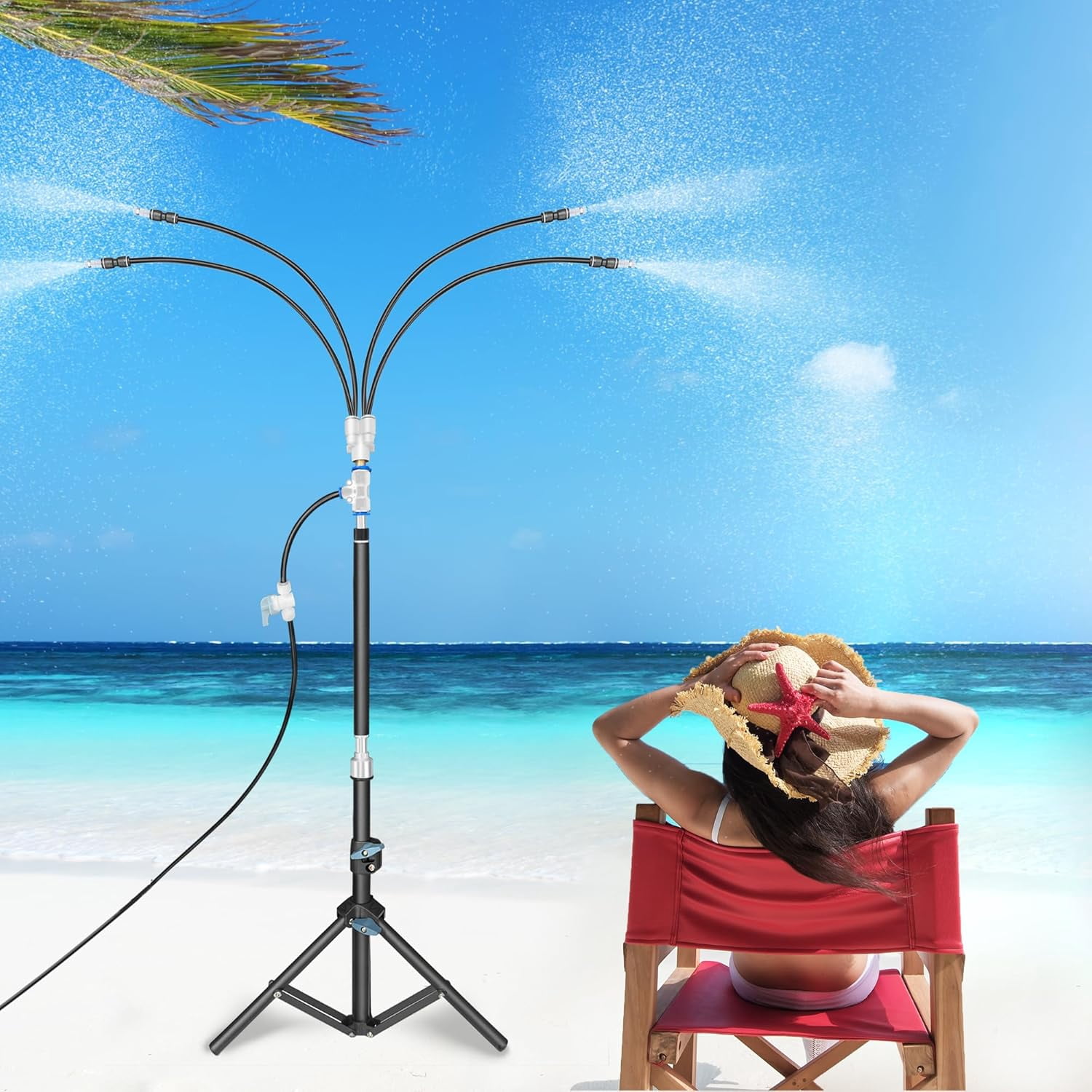 5.1FT Expandable Standing Misters for Outside Patio, 4-Way Adjustable ...