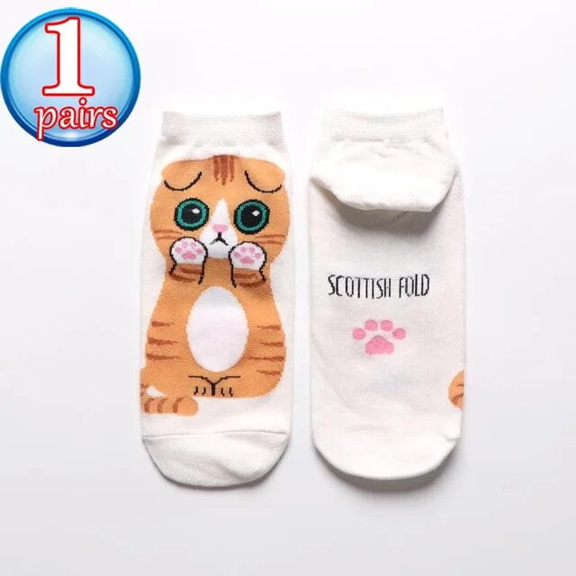 5/1Pairs 3D Cartoon Cat Puppy Dog Socks Cotton Harajuku Kawaii Kitty ...