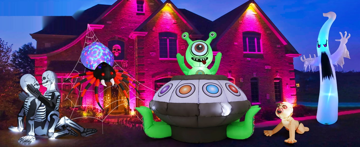 5. 2 FT Halloween Inflatables Animated Alien Decorations Blow Up Yard ...