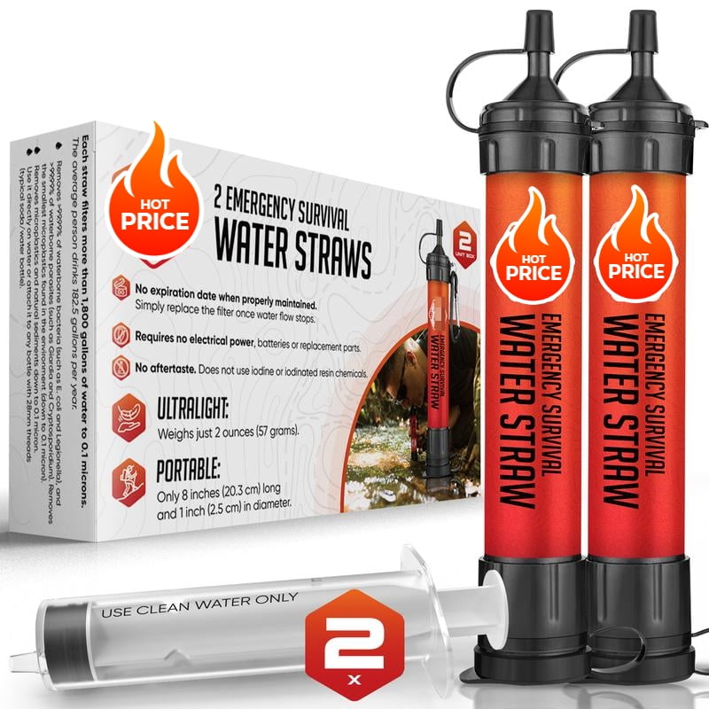 5 or 2 High Capacity Emergency Survival Water Straws - Personal Filter ...