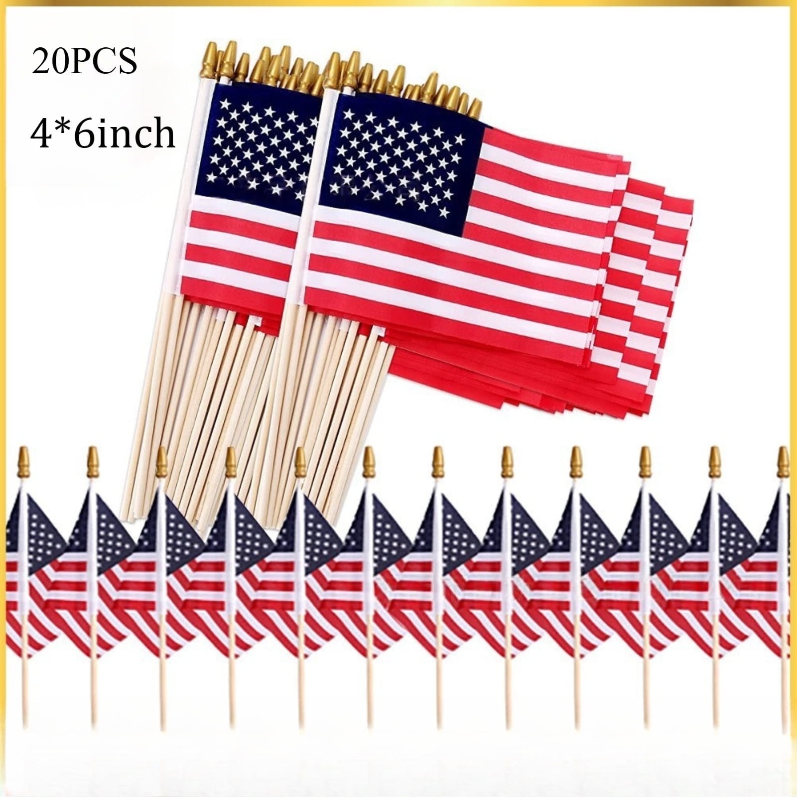 5/20 Pack Small American Flags on Stick Small US Flags/Mini American ...