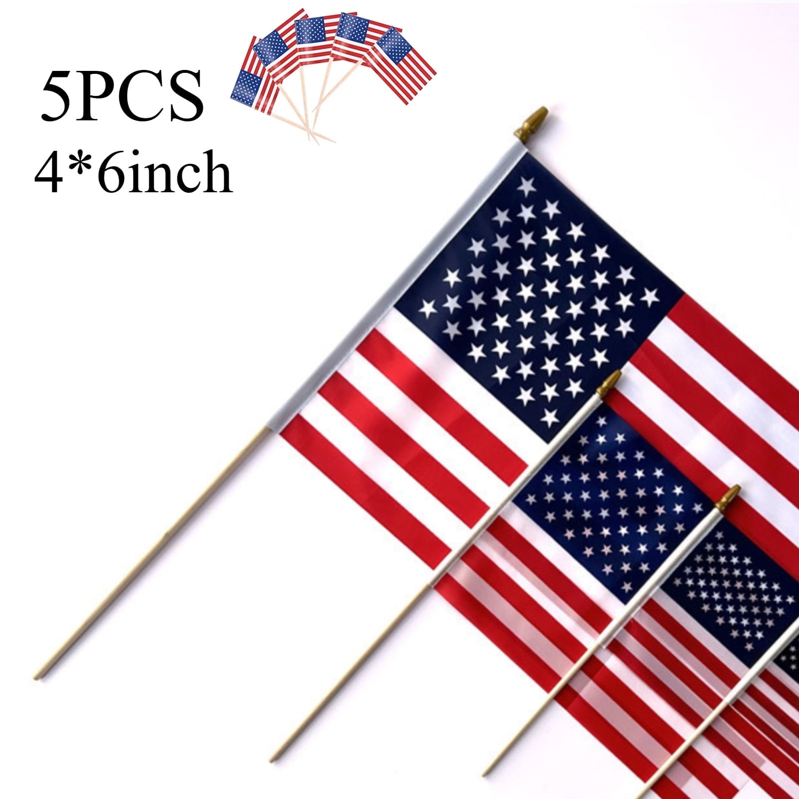 5/20 Pack Small American Flags on Stick Small US Flags/Mini American ...