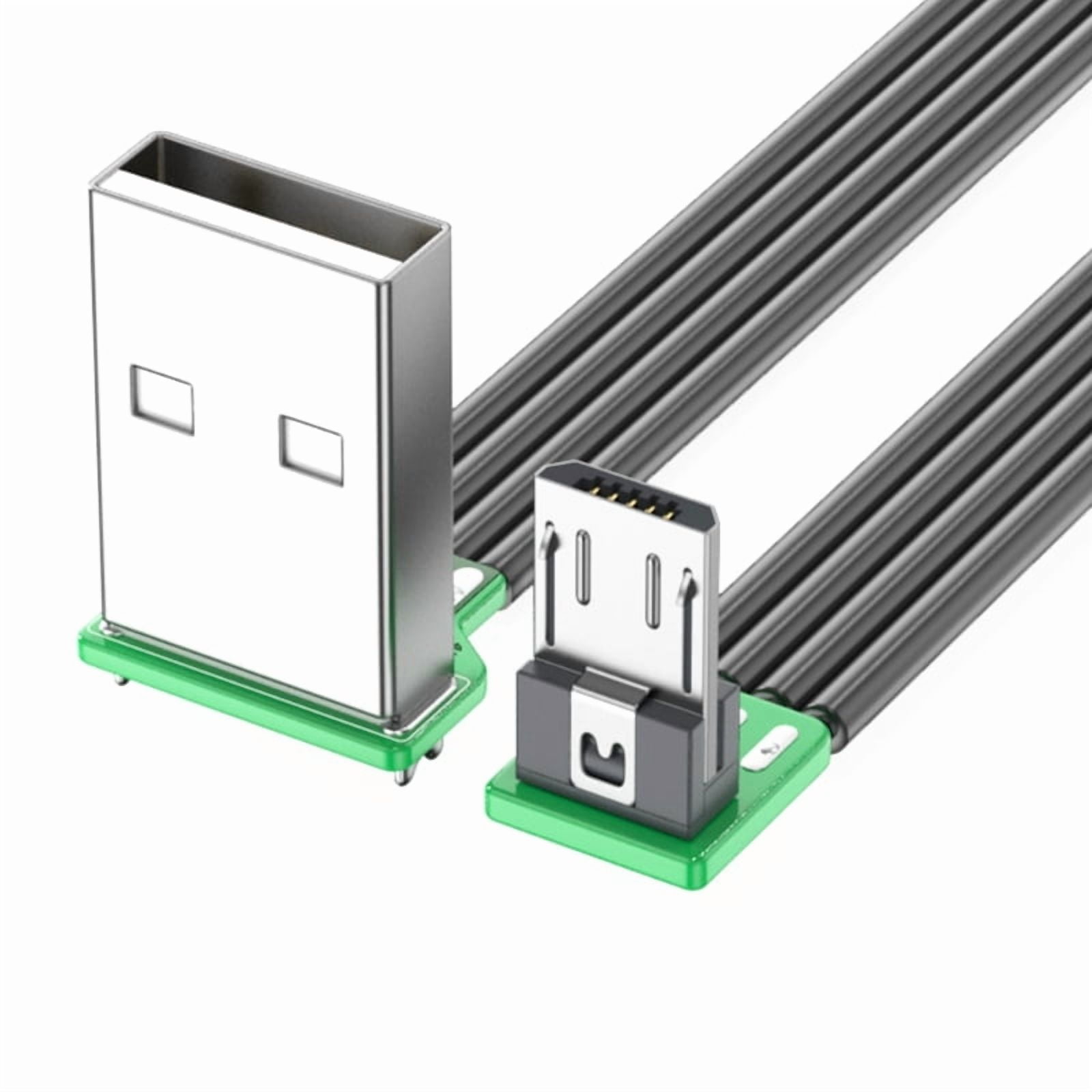 5-200cm 90 Degree USB 2.0 to Micro USB Down Bend Flat Cord Silicone ...