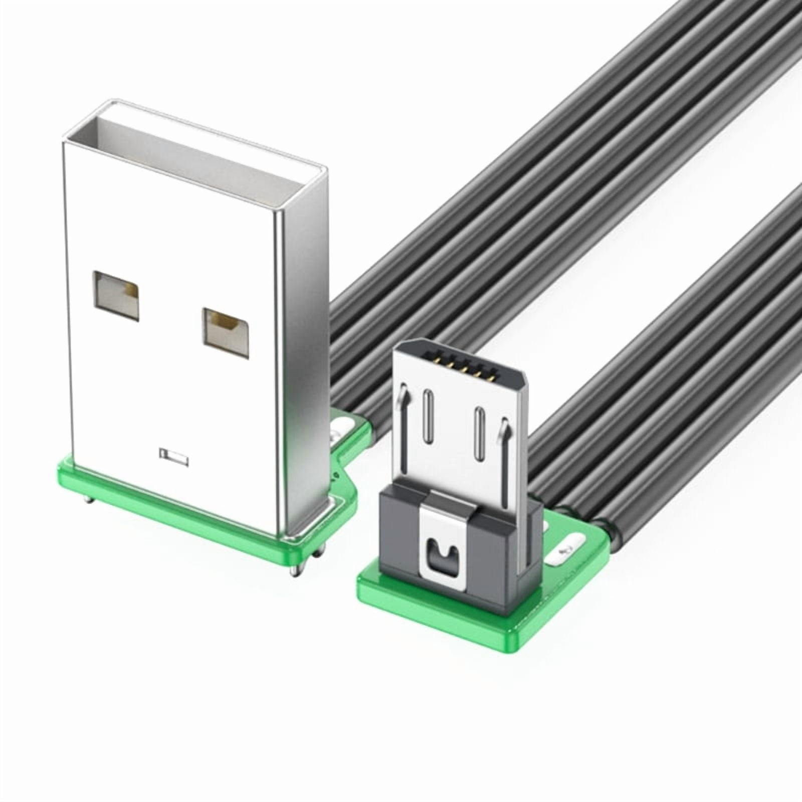 5-200cm 90 Degree USB 2.0 to Micro USB Down Bend Flat Cord Silicone ...