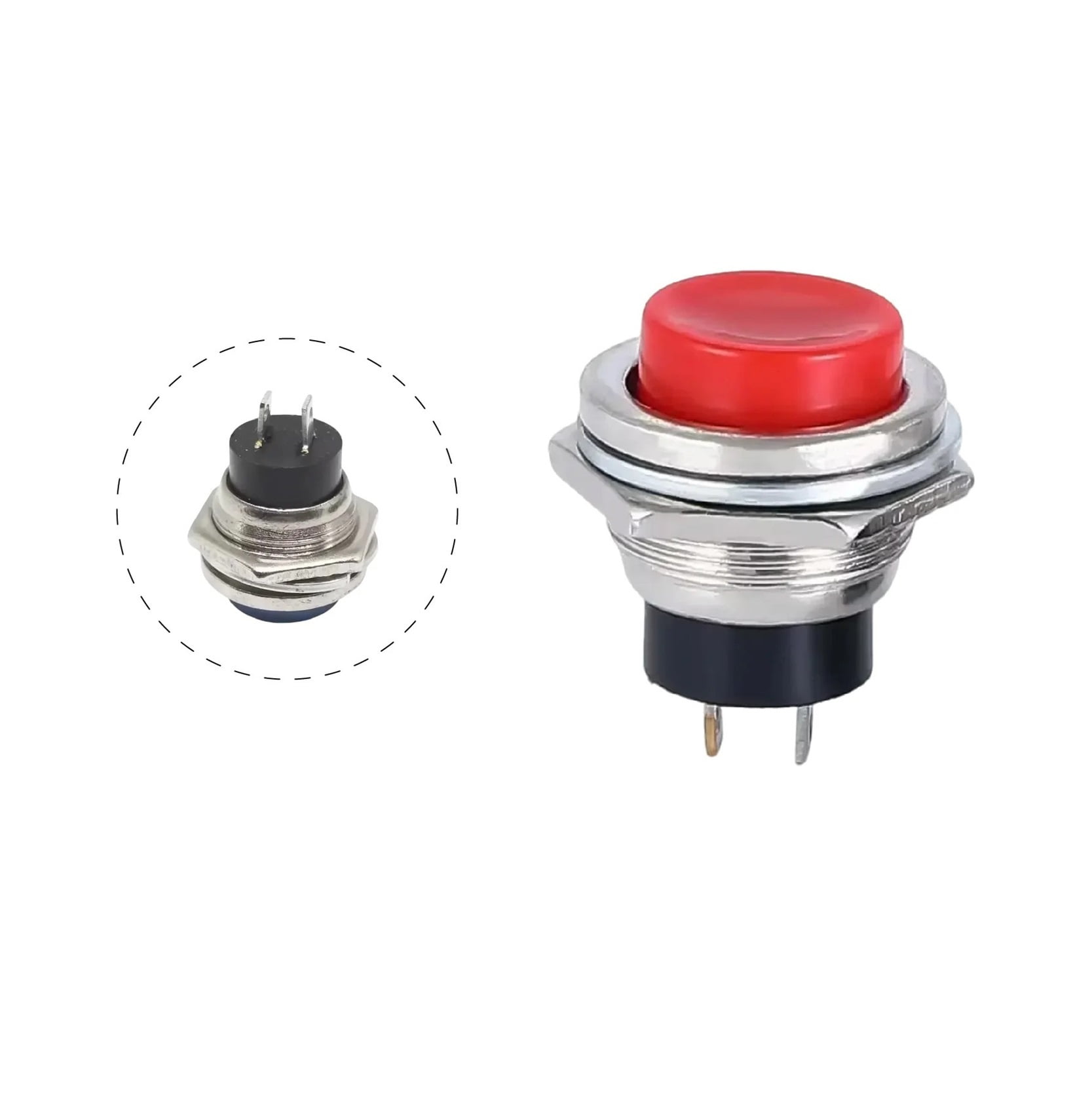 5/20PCS Metal 2Pin Momentary Push Button Switch (OFF-ON) Reset DS-212 ...