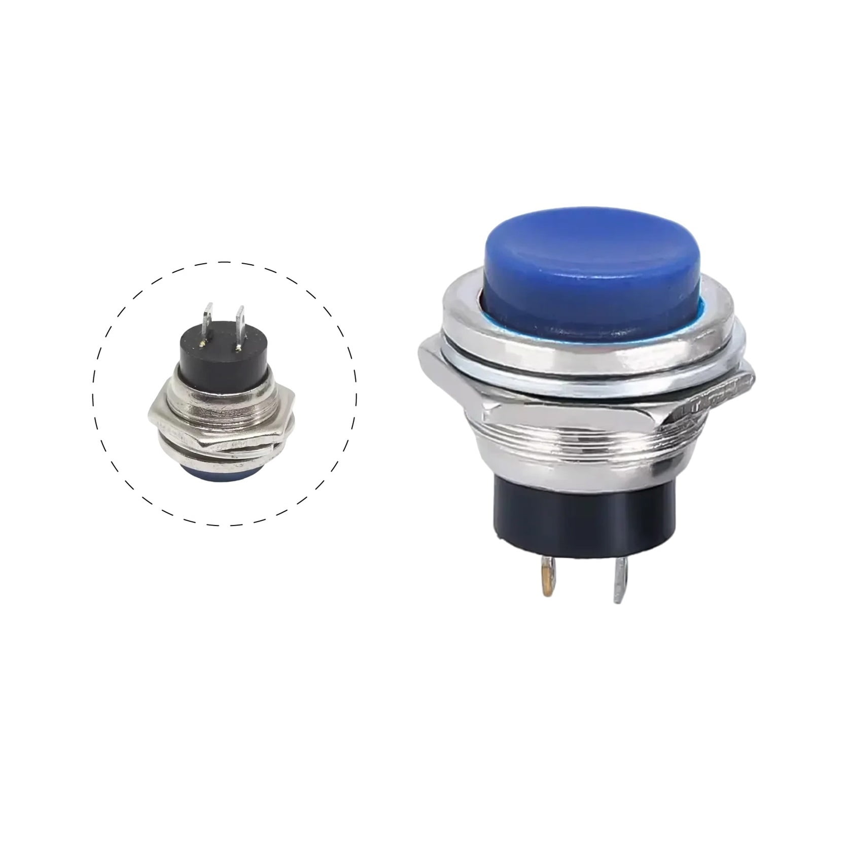 5/20PCS Metal 2Pin Momentary Push Button Switch (OFF-ON) Reset DS-212 ...