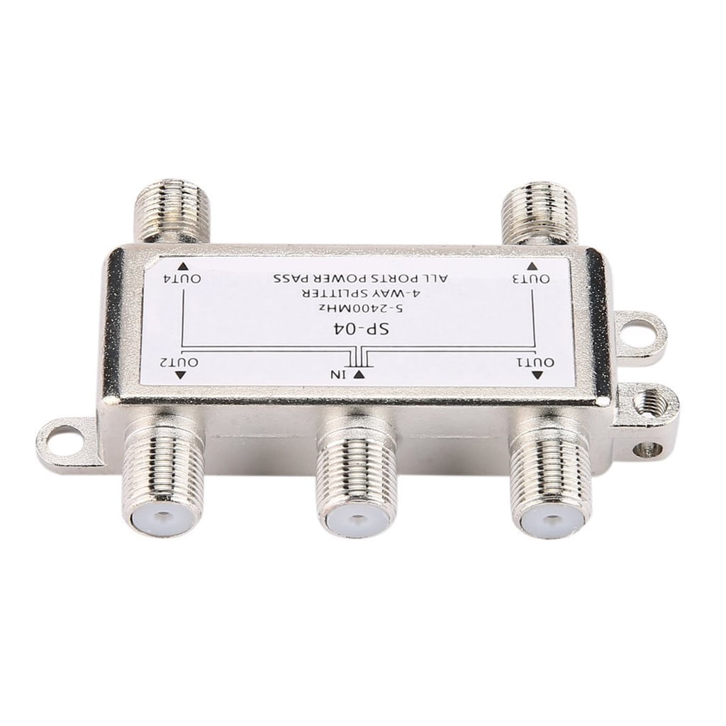 5-2400MHz 4 Way HD Digital Coax Cable Splitter 4 Channel Satellite ...