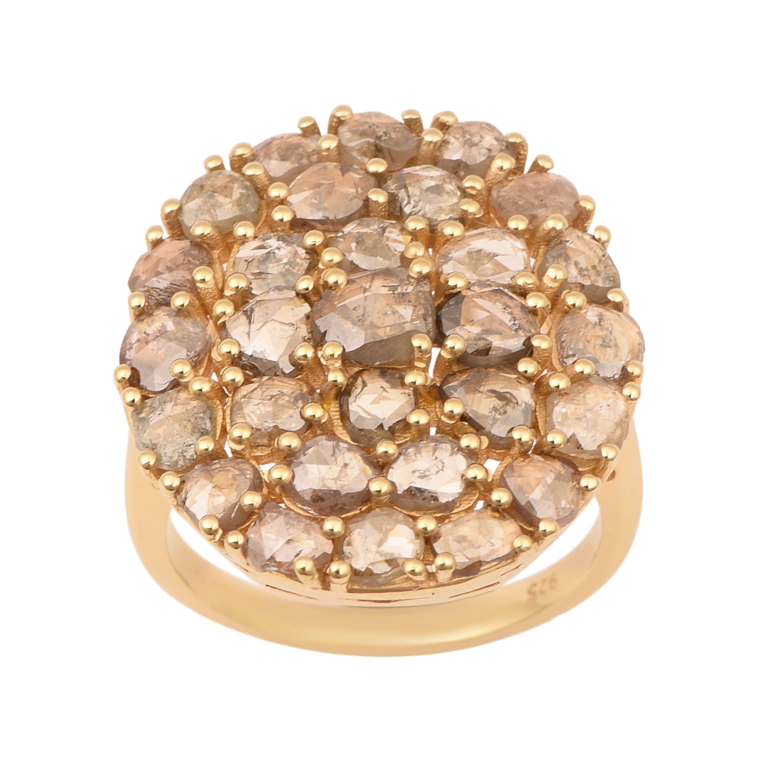 5.25 Ct Rose Cut Champagne Diamond 925 Sterling Silver Yellow Plated ...
