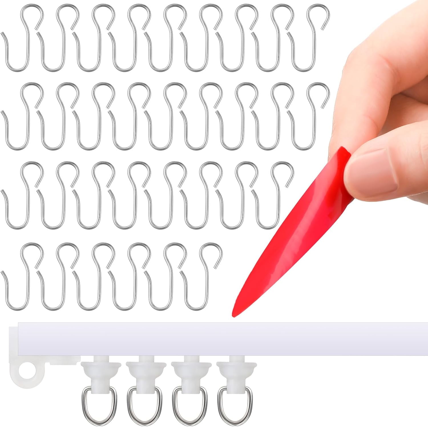 5.25 FT/63 IN Self Adhesive Ceiling Curtain Track Rail No Drill Rod ...