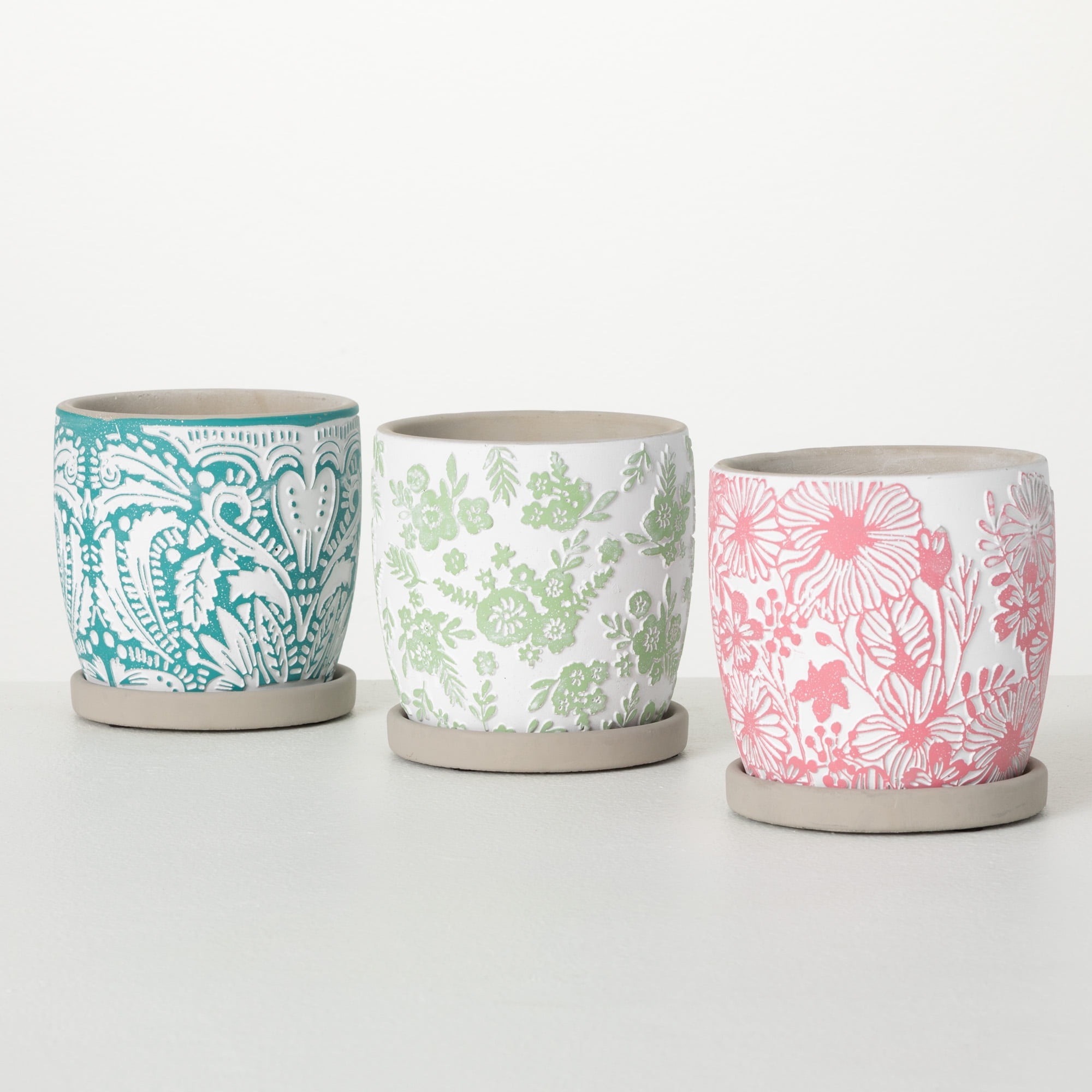 5.25"H Sullivans Colorful Textured Mini Pots Set of 3, Multicolored ...