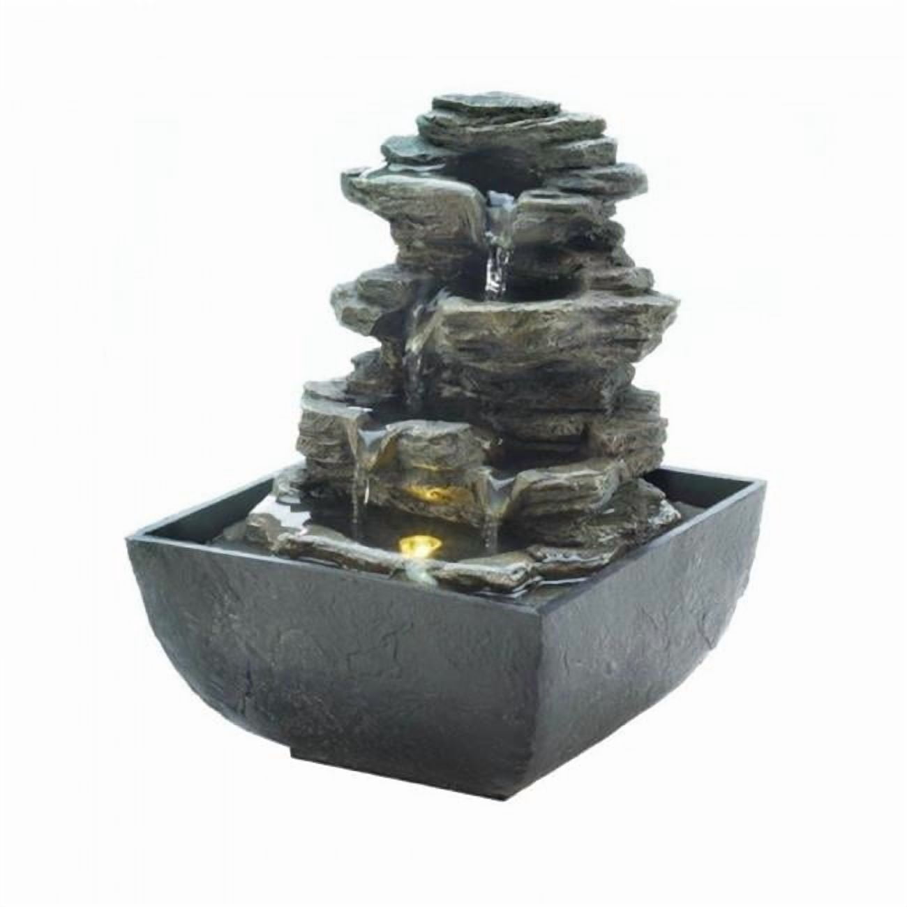 5.25 x 5.25 x 7 in. Tiered Rock Formation Tabletop Fountain - Walmart.com