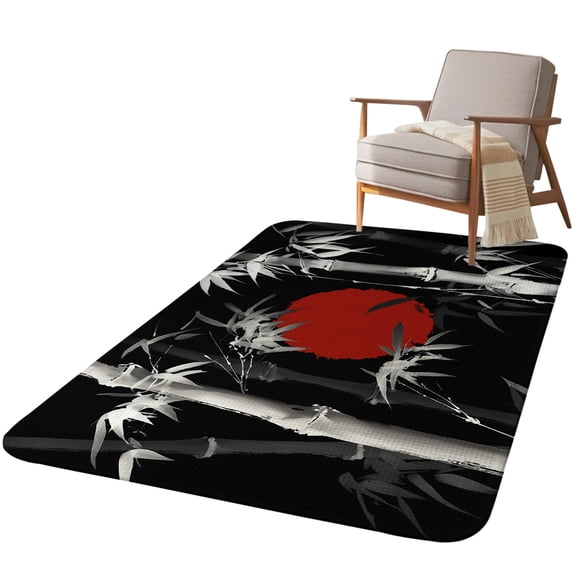 5.25'x6.56' Area Rug for Living Room, Black White Botanical Non Slip ...