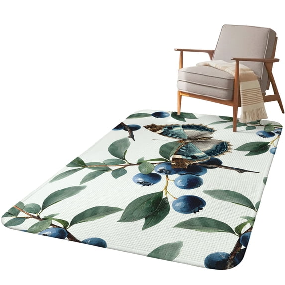 5.25'x6.56' Area Rug for Living Room, Blueberry Spring Leaves Non Slip ...