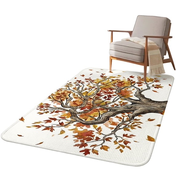 5.25'x6.56' Area Rug for Living Room, Brown Tree Fall Non Slip Soft ...