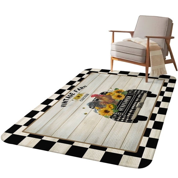 5.25'x6.56' Area Rug for Living Room, Country Chicken Non Slip Soft ...