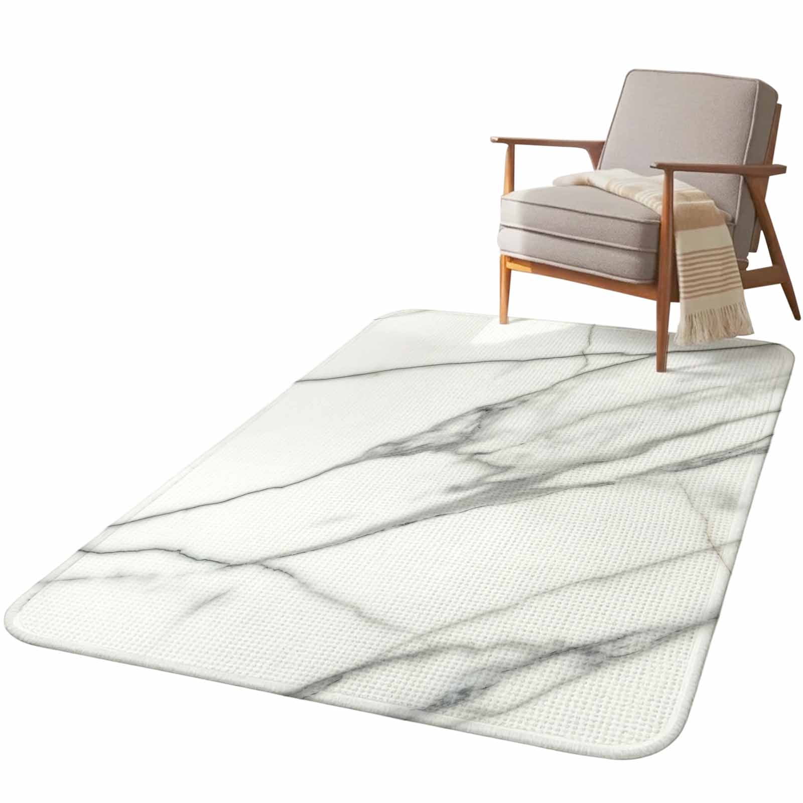 5.25'x6.56' Area Rug for Living Room, Marble White Non Slip Soft Rugs ...