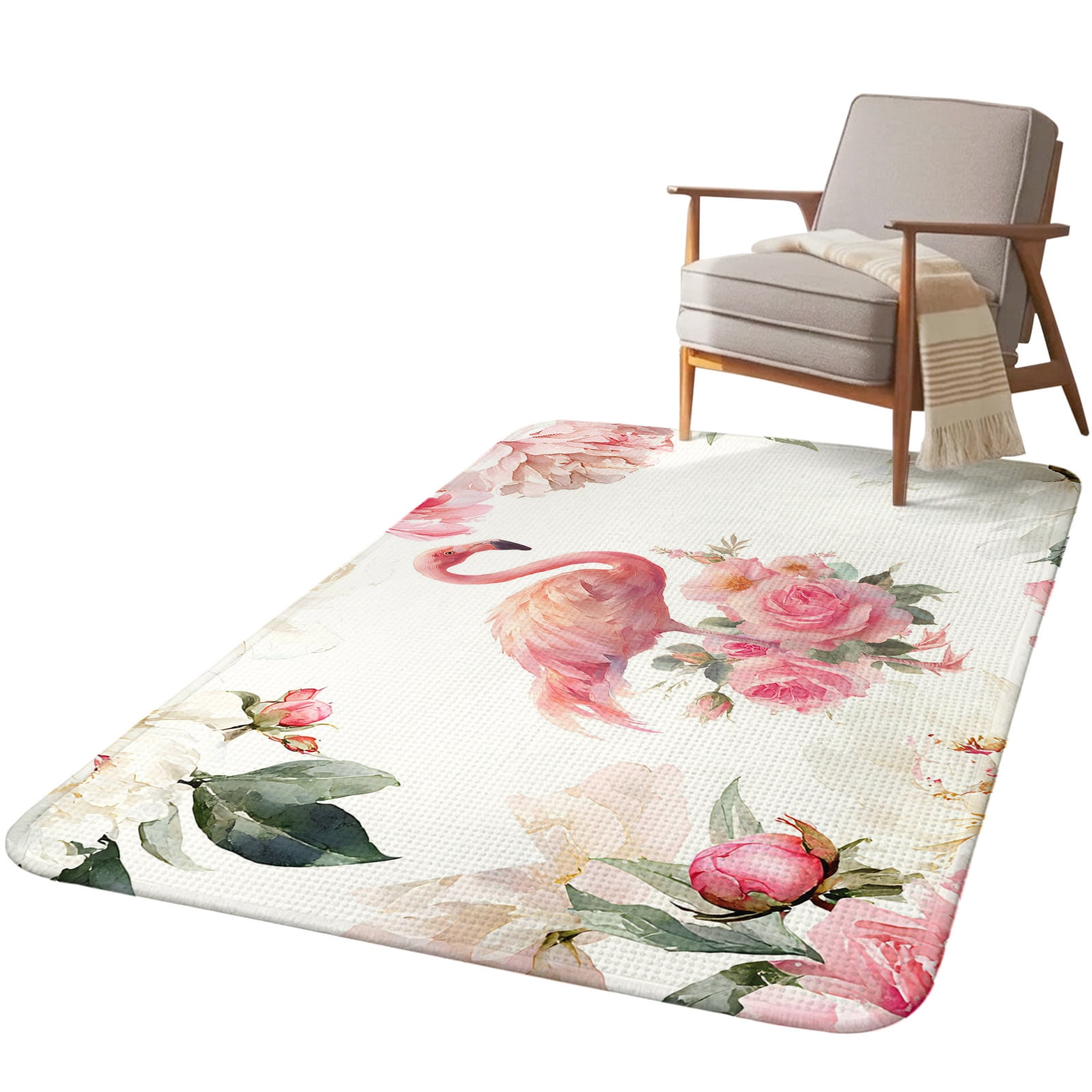5.25'x6.56' Area Rug for Living Room, Pink Flamingo Non Slip Soft Rugs ...