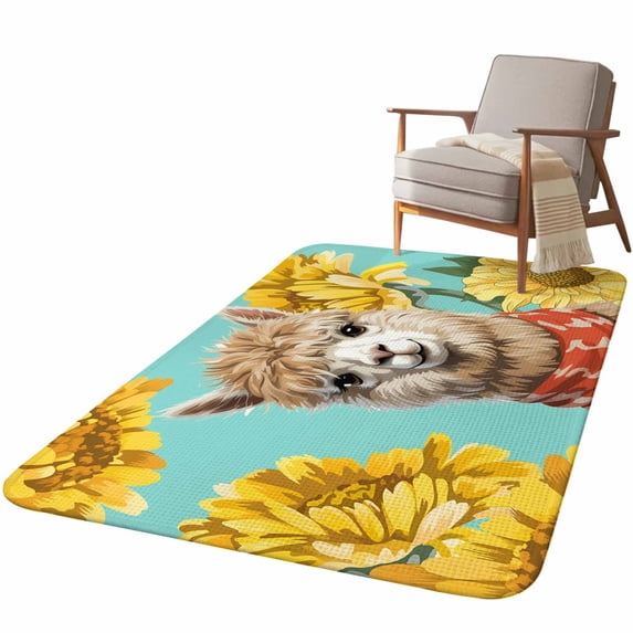 5.25'x7.55' Area Rug for Living Room, Alpaca Sunflowers Non Slip Soft ...