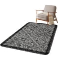 5.25'x7.55' Area Rug for Living Room, Black Flowers Non Slip Soft Large ...