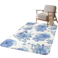 5.25'x7.55' Area Rug for Living Room, Blue Watercolor Floral Non Slip ...