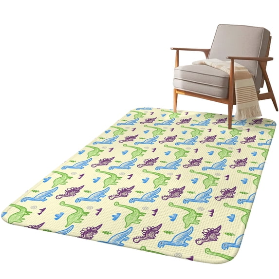5.25'x7.55' Area Rug for Living Room, Cartoon Dinosaur Non Slip Soft ...