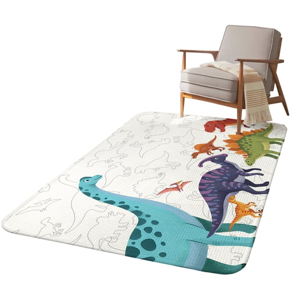 5.25'x7.55' Area Rug for Living Room, Cartoon Dinosaur Non Slip Soft ...
