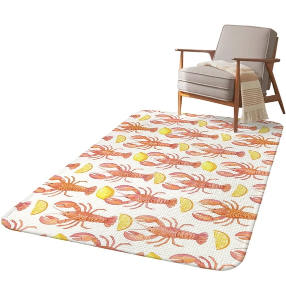 5.25'x7.55' Area Rug for Living Room, Coastal Lobster Non Slip Soft ...
