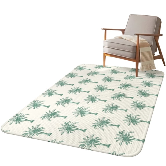 5.25'x7.55' Area Rug for Living Room, Green Palm Trees Non Slip Soft ...
