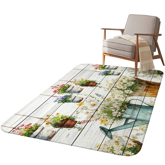 5.25'x7.55' Area Rug for Living Room, Spring Daisy Non Slip Soft Large ...