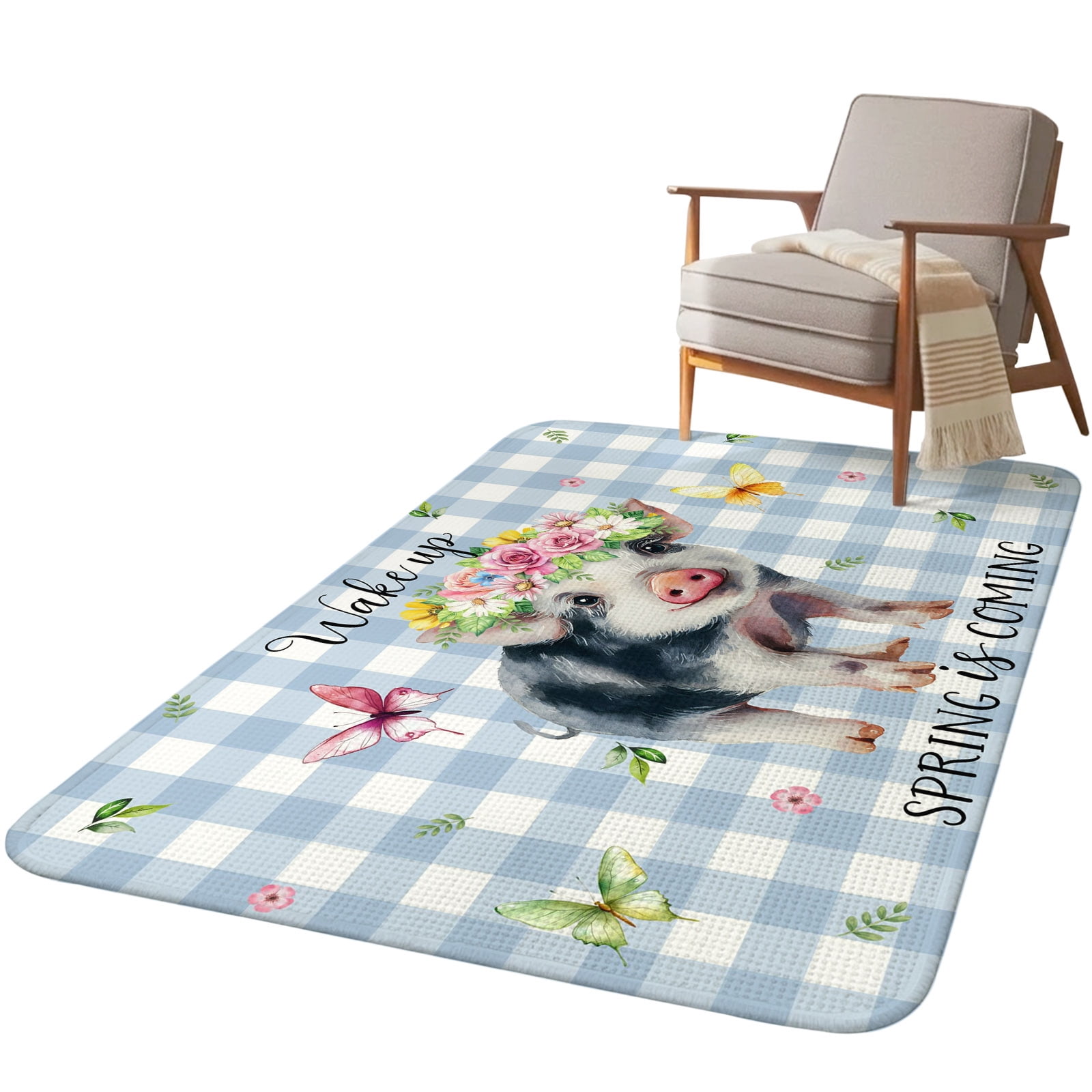 5.25'x7.55' Area Rug for Living Room, Spring Pig Non Slip Soft Large ...