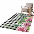 5.25'x7.55' Area Rug for Living Room, Spring Pink Roses Non Slip Soft ...