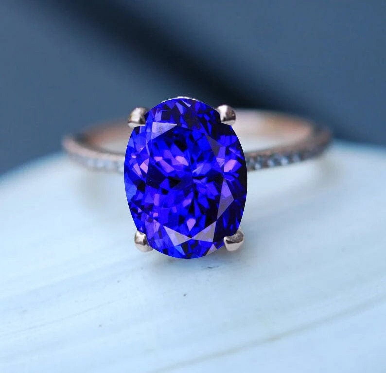 5.25Cts. Natural AAA Blue Tanzanite Engagement Gold Ring, Tanzanite ...