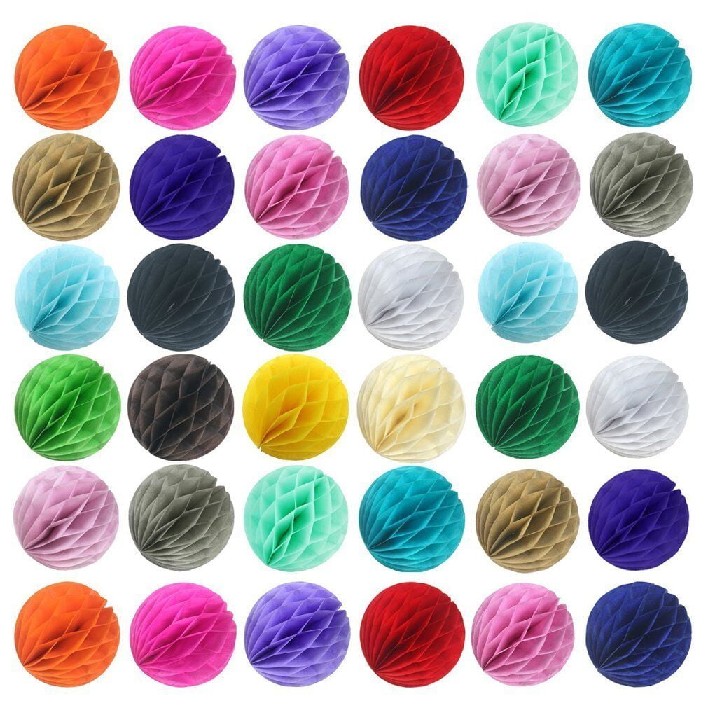 5-25x 20 Color 4 8 12 HoneyComb Tissue Paper Ball Lantern Pom Poms ...