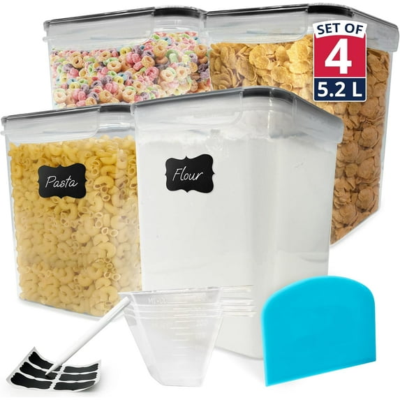 5.2L Airtight Food Storage Containers with Lids (4 Sets) | Organizers ...