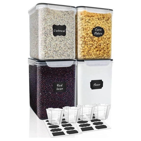 5.2L Plastic Food Storage Containers 4 Piece Set with Measuring Cups ...