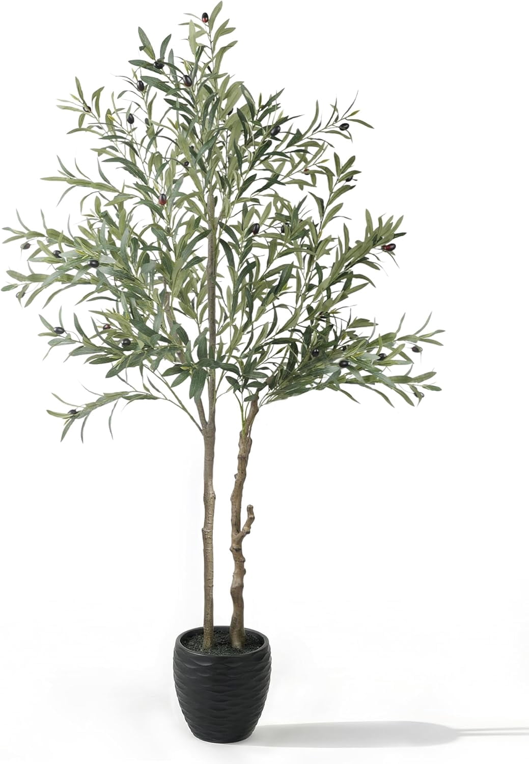 5.2ft Artificial Olive Tree with Matte Black Pot - Walmart.com