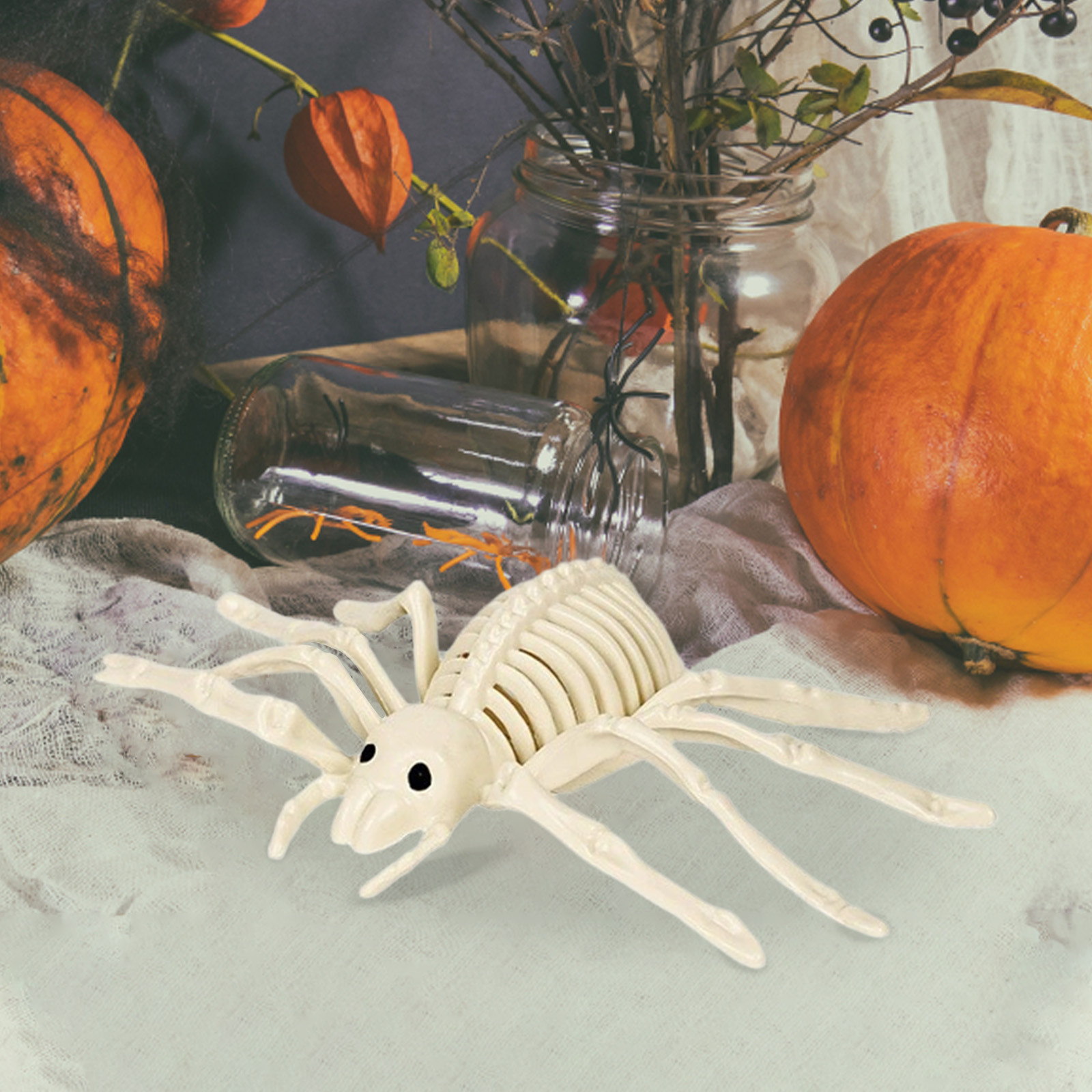 5.2in Halloween Posable Spider Skeleton Decor, Animal Bones for Indoor ...
