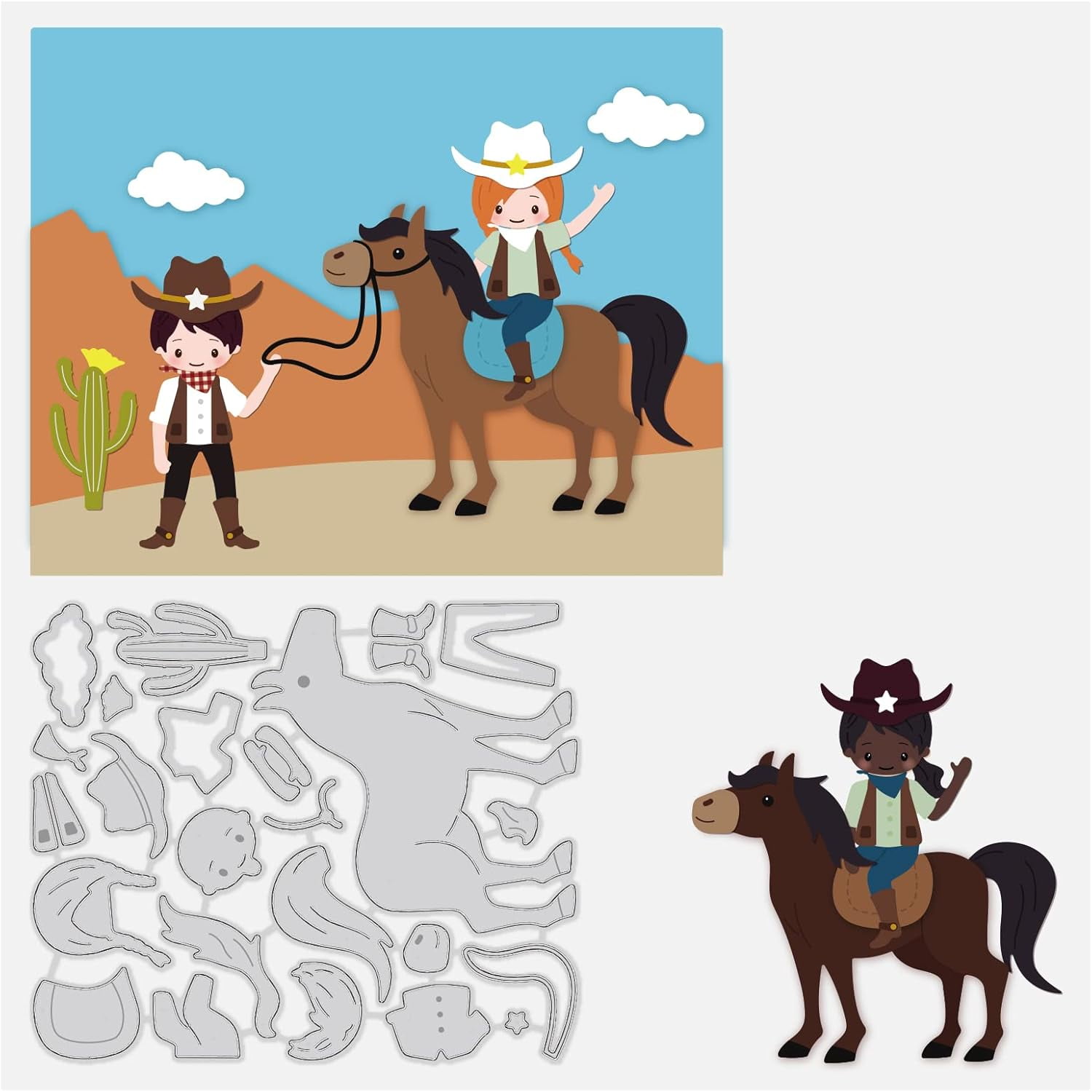 5.2x4.4inch Cowboy Metal Cutting Dies Horse Hat Saddle Jacket Die Cuts ...